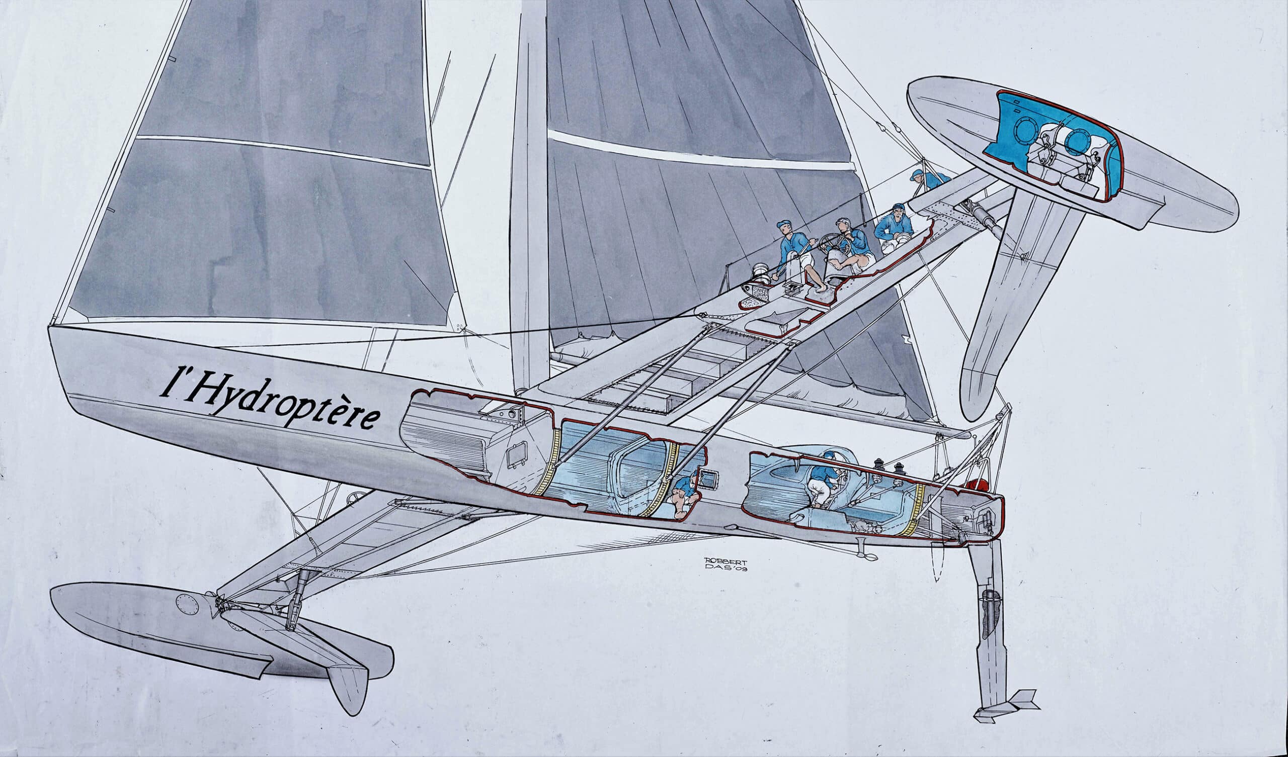 Dubbele expositie watersporttekeningen Robbert Das - Binnenvaartkrant